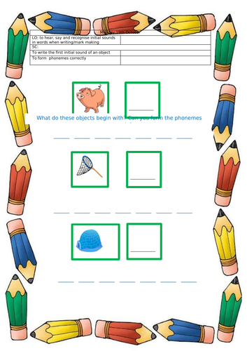 Writing an initial letter when shown a picture | Teaching Resources