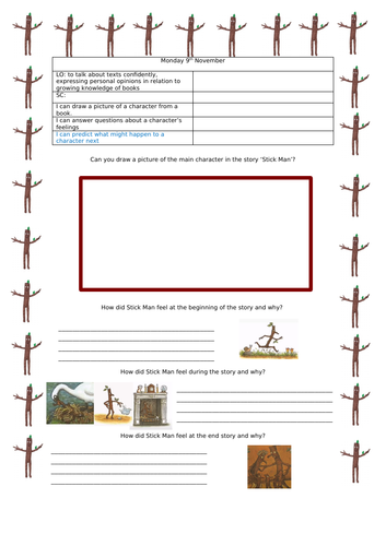 Stick Man worksheet | Teaching Resources