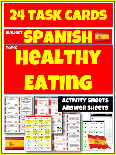 Healthy Living Spanish MFL Task Cards | Teaching Resources