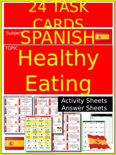 Healthy Living Spanish MFL Task Cards | Teaching Resources