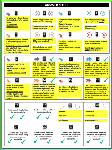 Healthy Living Spanish MFL Task Cards | Teaching Resources