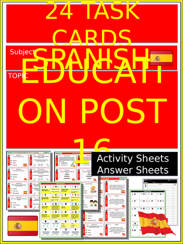Post 16 Education Spanish MFL Task Cards | Teaching Resources