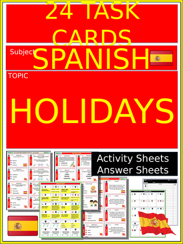 Holidays Spanish MFL Task Cards | Teaching Resources