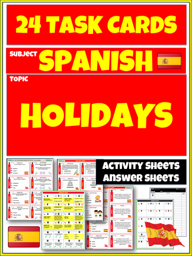 Holidays Spanish MFL Task Cards | Teaching Resources