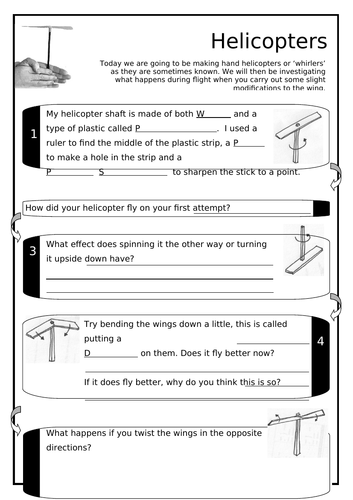 D&T: Mechanism investigation - Hand helicopters | Teaching Resources