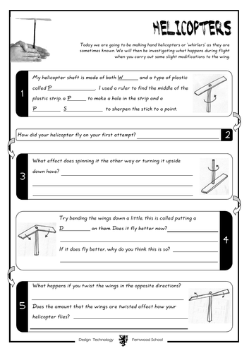 D&T: Mechanism investigation - Hand helicopters | Teaching Resources