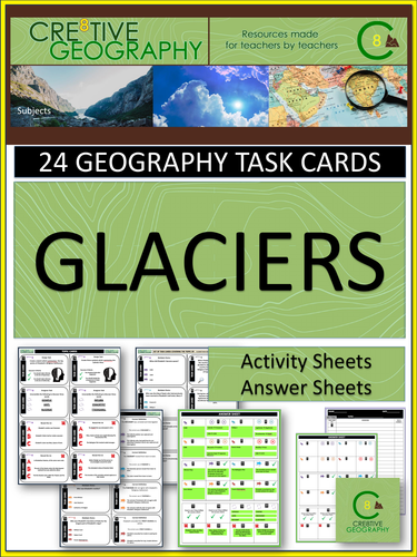Glaciers Geography Revision Task Cards | Teaching Resources