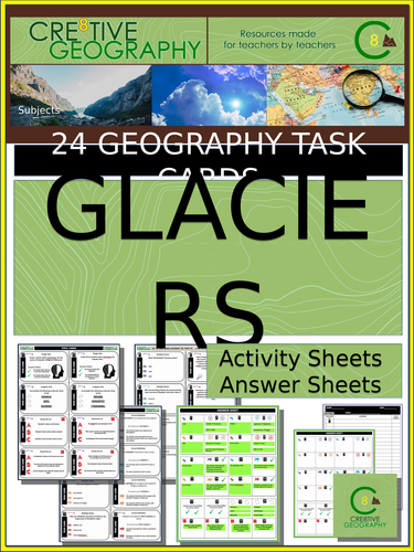Glaciers Geography Revision Task Cards | Teaching Resources