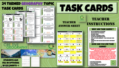 Glaciers Geography Revision Task Cards | Teaching Resources