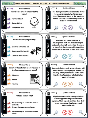 Global Developments Geography Task Cards | Teaching Resources