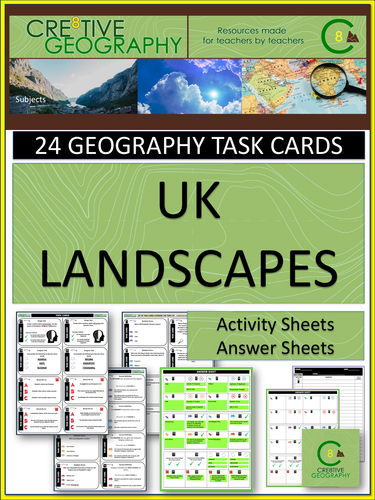 UK Landscapes Geography Task Cards | Teaching Resources