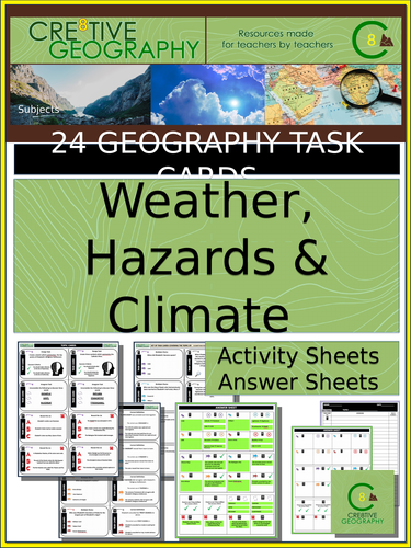 Weather Hazards and Climate Change Geography Task Cards | Teaching ...