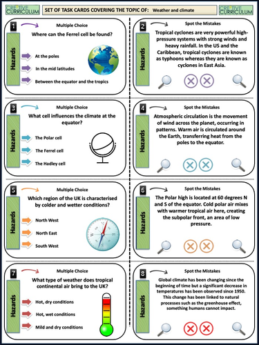 Weather Hazards and Climate Change Geography Task Cards | Teaching ...