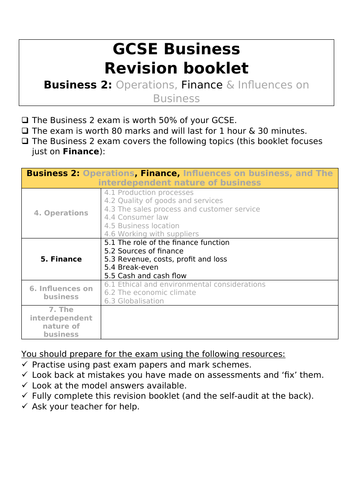 GCSE Business (9-1) Assessment & Exam Technique - Operations, Finance ...