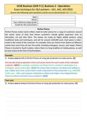 GCSE Business (9-1) Assessment & Exam Technique - Operations, Finance ...