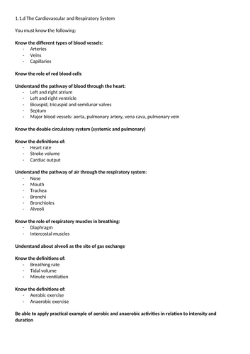 GCSE PE Cardiovascular and Respiratory System Bundle | Teaching Resources