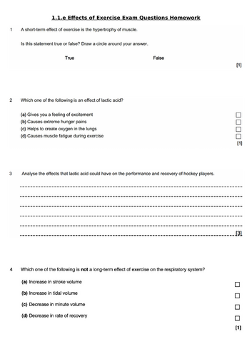 GCSE PE Short and Long Term Effects of Exercise Bundle | Teaching Resources