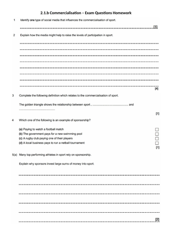 GSCE PE Commercialisation of Sport Bundle | Teaching Resources