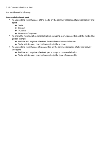 GSCE PE Commercialisation of Sport Bundle | Teaching Resources