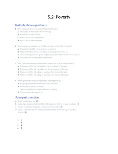 5.2 Poverty (IGCSE Macroeconomics) | Teaching Resources