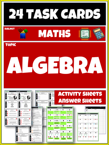 Algebra Maths Task Cards | Teaching Resources
