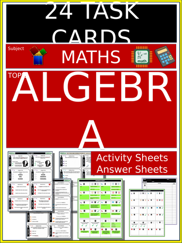 Algebra Maths Task Cards | Teaching Resources