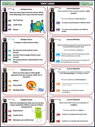 Personal Finance Task Cards | Teaching Resources