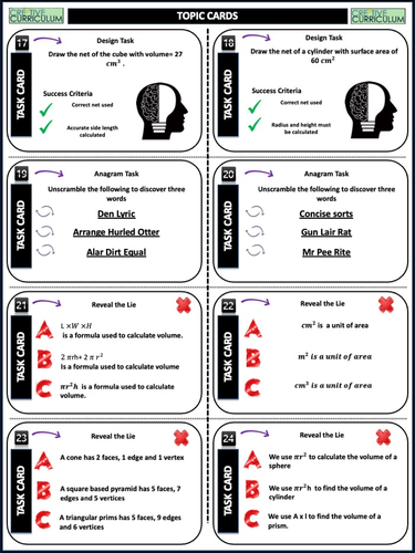 Solids Volume Surface Area Task Cards | Teaching Resources