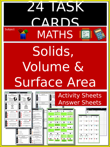 Solids Volume Surface Area Task Cards | Teaching Resources