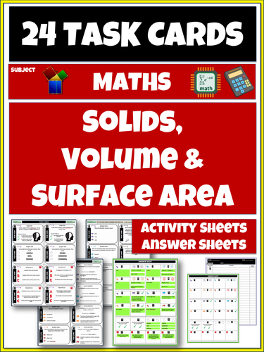 Solids Volume Surface Area Task Cards | Teaching Resources