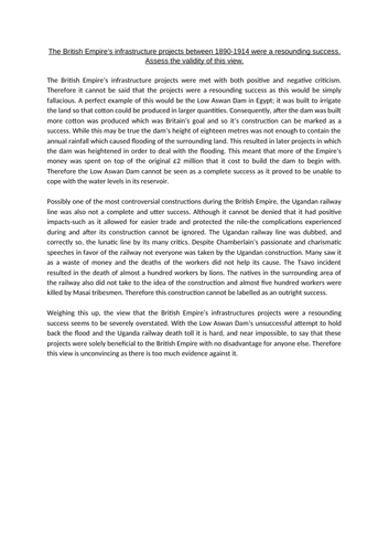 Modelled History Essays AQA 'A' level | Teaching Resources