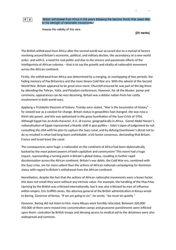 Modelled History Essays AQA 'A' level | Teaching Resources