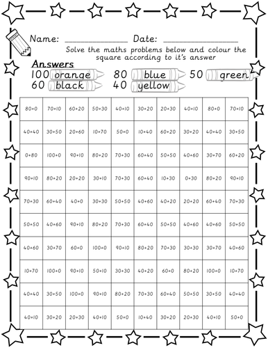 Holidays celebrations colour in maths worksheets adding tens ...