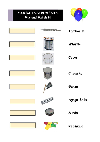 Samba Instruments - Mix and Match It! | Teaching Resources