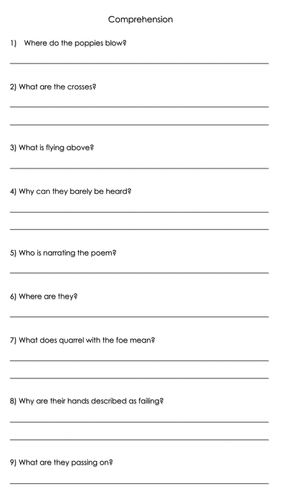 Remembrance Day: In Flanders Field | Teaching Resources