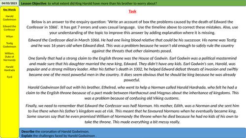 Harold Godwinson - King of England, 1066 | Teaching Resources