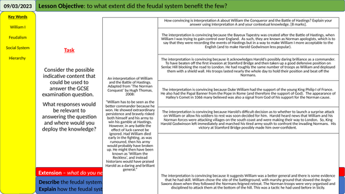 King William I's Feudal System | Teaching Resources