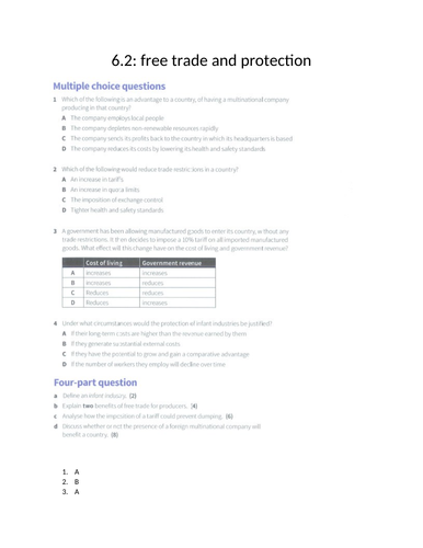 6.2 Globalisation, free trade and protection (IGCSE Macroeconomics ...