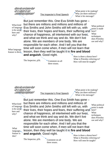 An Inspector Calls - Inspector's Speech | Teaching Resources An Inspector Calls - Inspector's Speech | Teaching Resources