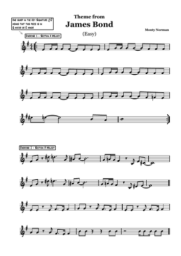 JAMES BOND THEME [EASY PIANO ARRANGEMENTS] | Teaching Resources