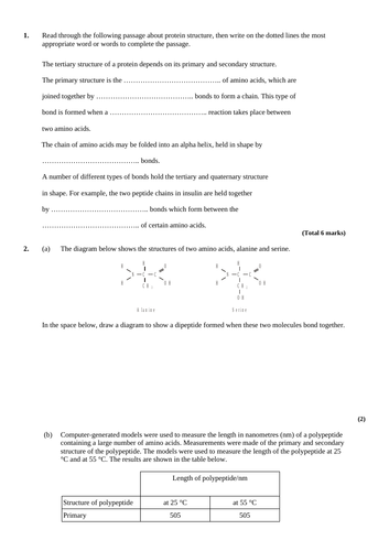 NEW (2016) AS-Level Biology - Proteins | Teaching Resources