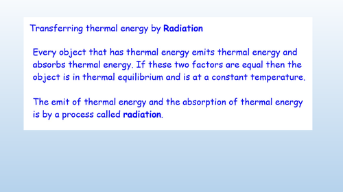 Thermal Energy Transfer:Radiation | Teaching Resources