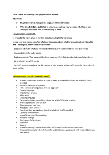 Cambridge iGCSE Language Paper 2: Directed Writing 2020 spec | Teaching ...