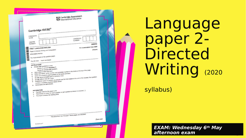 Cambridge iGCSE Language Paper 2: Directed Writing 2020 spec | Teaching ...