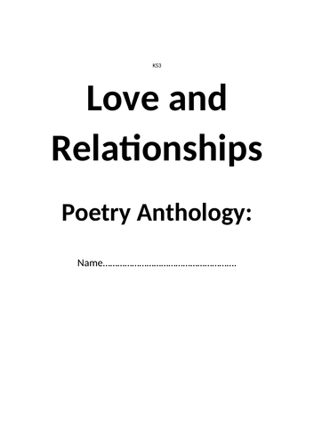KS3 Love and Relationships Poetry Anthology | Teaching Resources