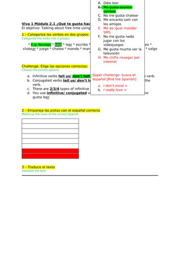 Viva 1 - Módulo 2 -Mi tiempo libre ALL UNITS -remote learning ...