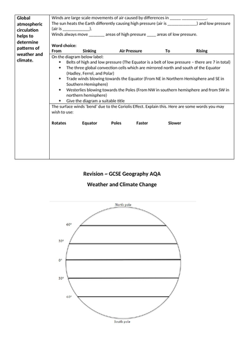Weather and Climate Change revision booklet GCSE Geography 9-1 AQA ...