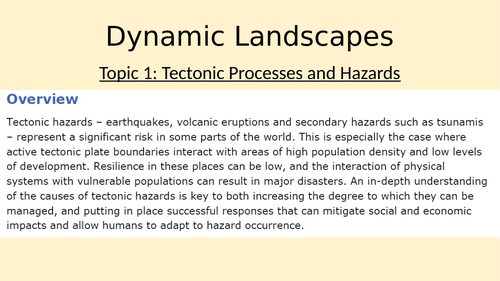 TECTONICS EQ1 Lesson 1 Distribution of hazards Edexcel A Level ...