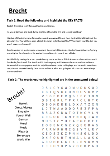 Brecht Work Pack | Teaching Resources