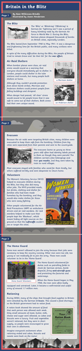 KS2 Non-Fiction Comprehension: Britain in the Blitz | Teaching Resources